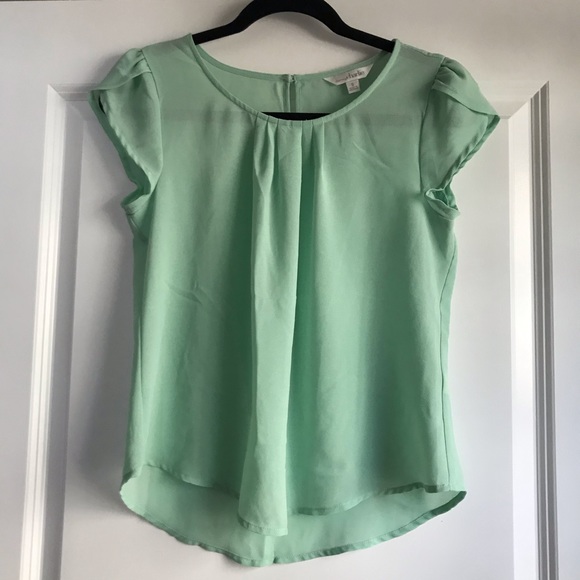 Charming Charlie | Tops | 25 Teal Sheer Flowy Short Sleeve Blouse 2b ...